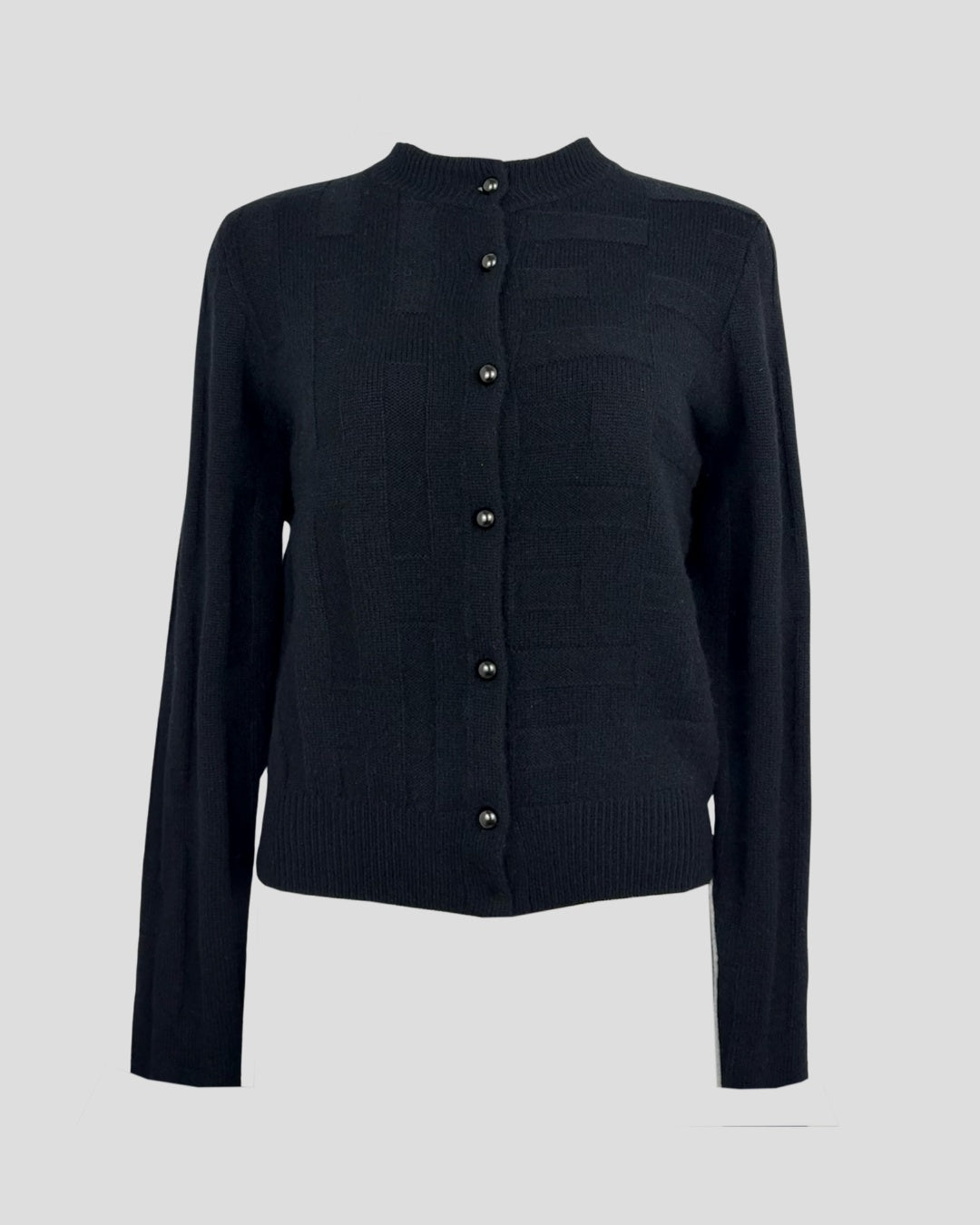 Rectangle Stitch Crop Button Cardigan - Luxurious Cashmere